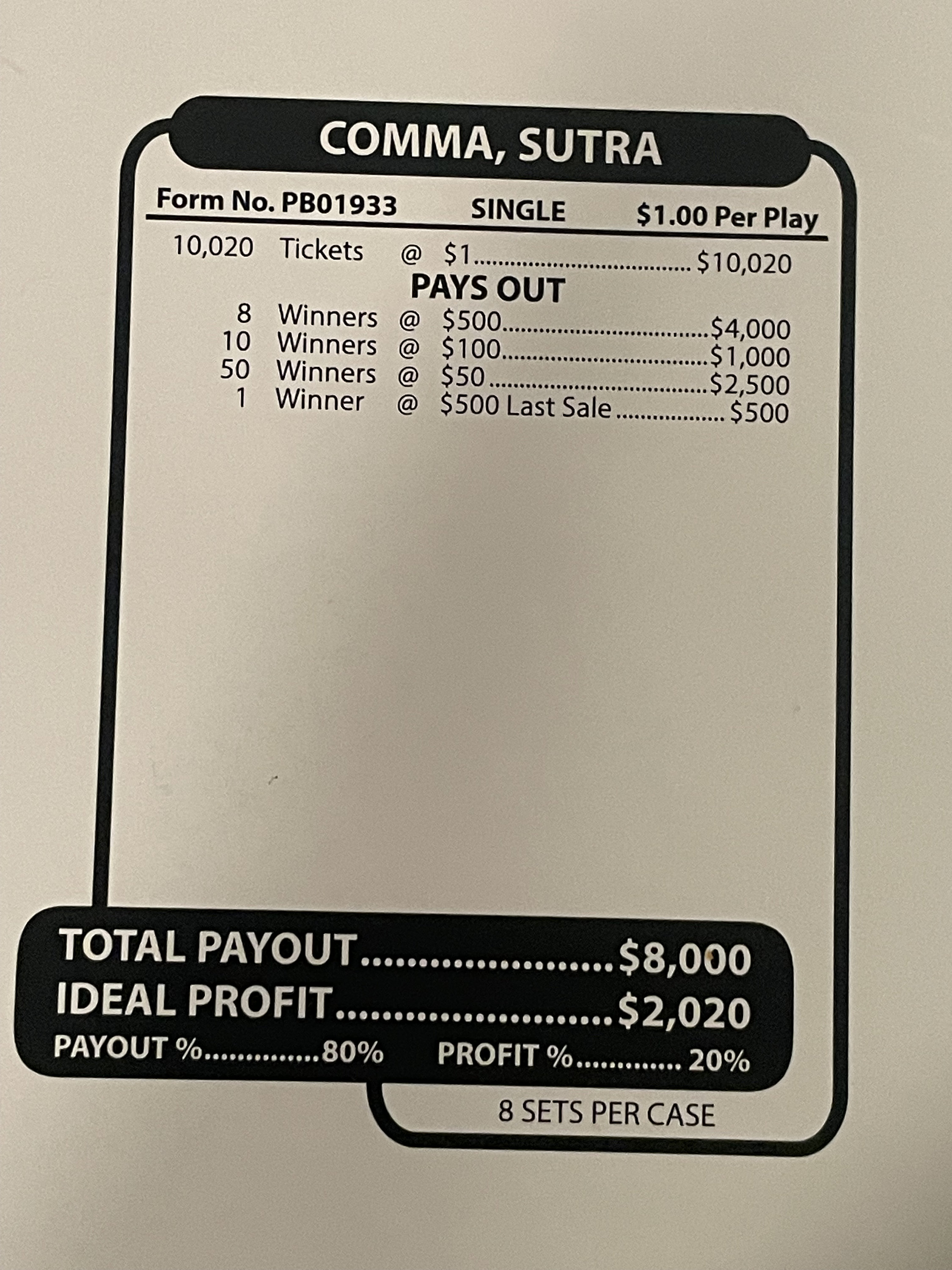 Comma Sutra Jar Ticket Pull Tab Ticket Tickets for - Etsy