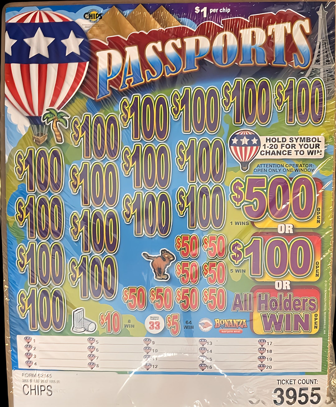 Passports - Chip Ticket - Pull Tab Ticket - Ticket for Amusement ...