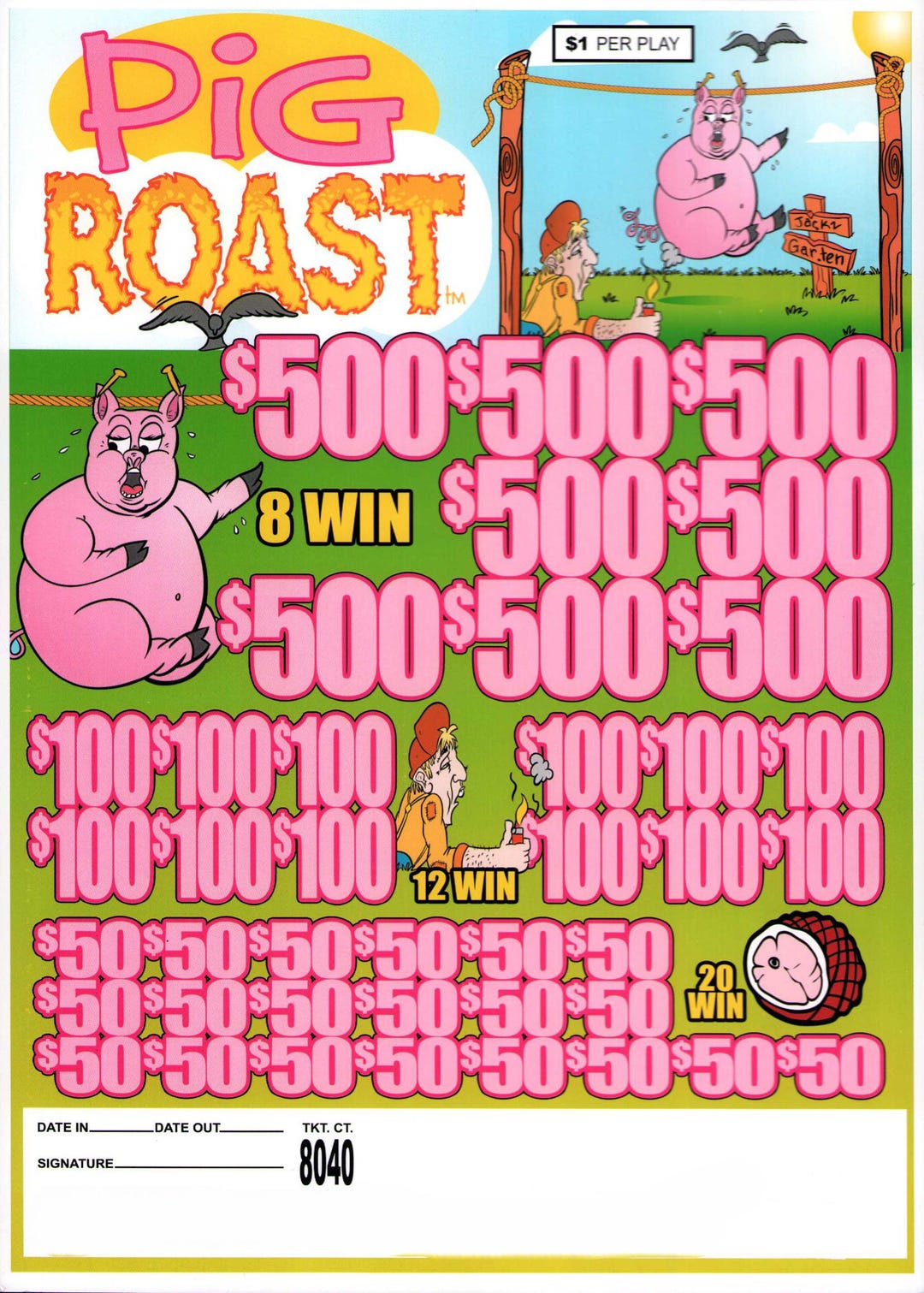 Pig Roast - Jar Ticket - Pull Tab Ticket - Ticket for Amusement Purpose ...
