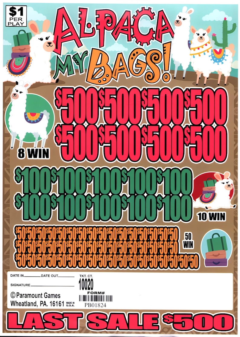 Pull Tab Tickets – Jars – Game - Alpaca My Pull - 10,020 Ct - Etsy