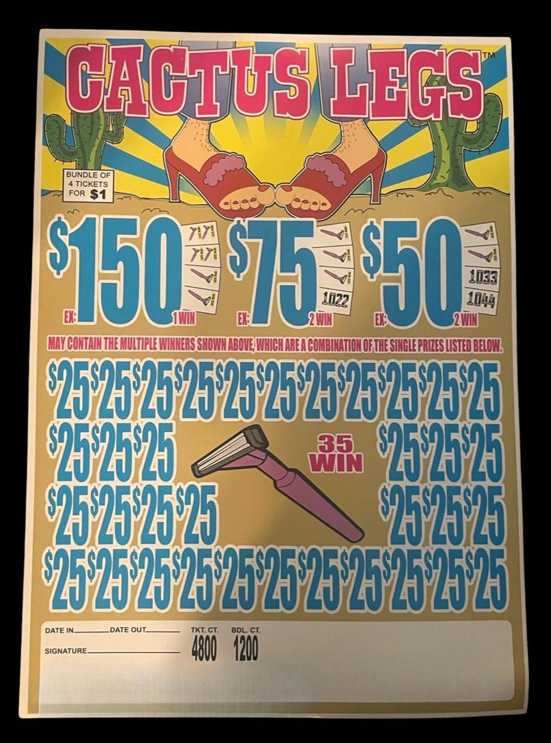 Pull Tab Tickets – Jars – Game - Cactus Legs - 1200 Ct - Etsy