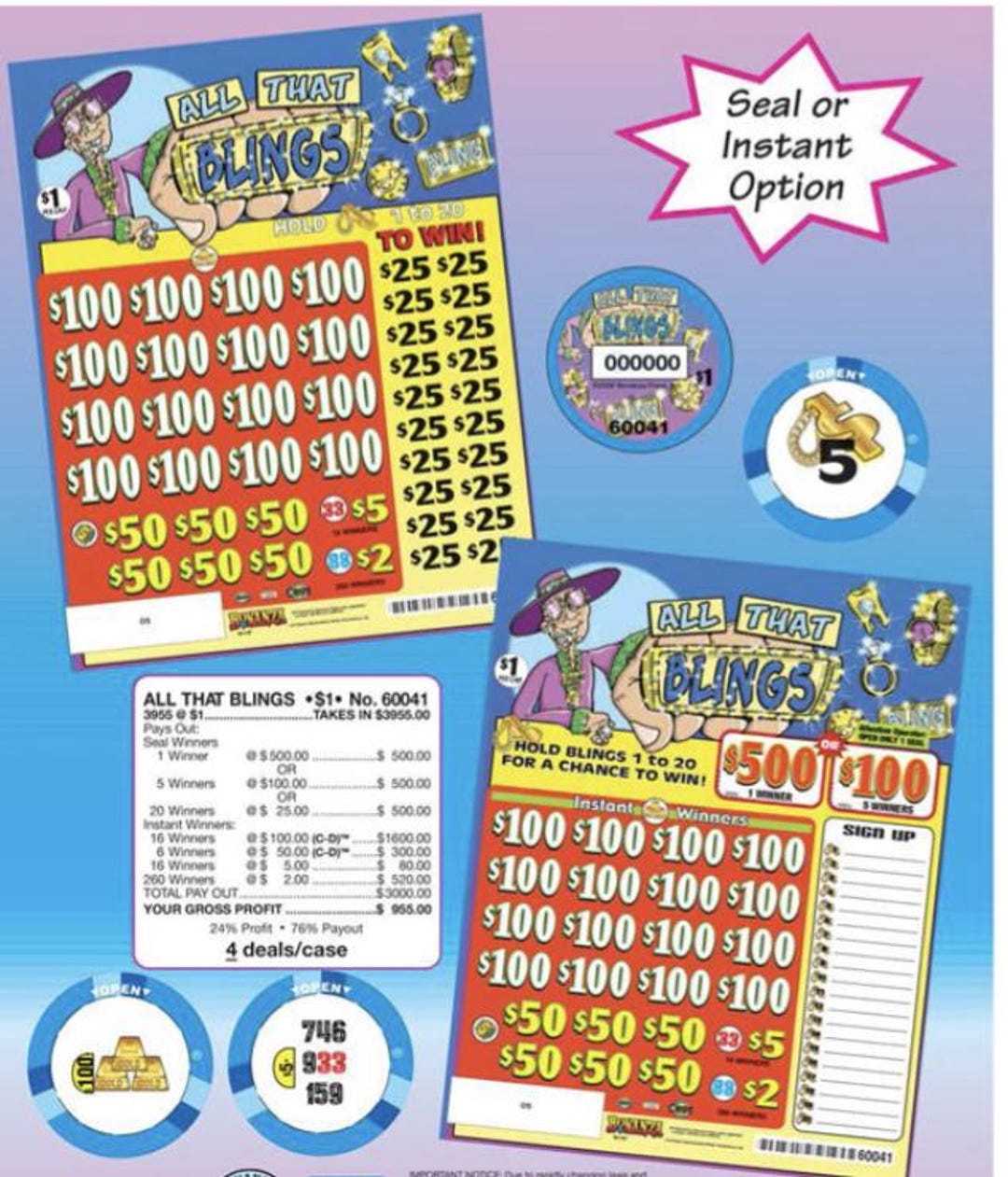Pull Tab Tickets - Chips - Game - All That Blings - 3,955 Ct - Etsy