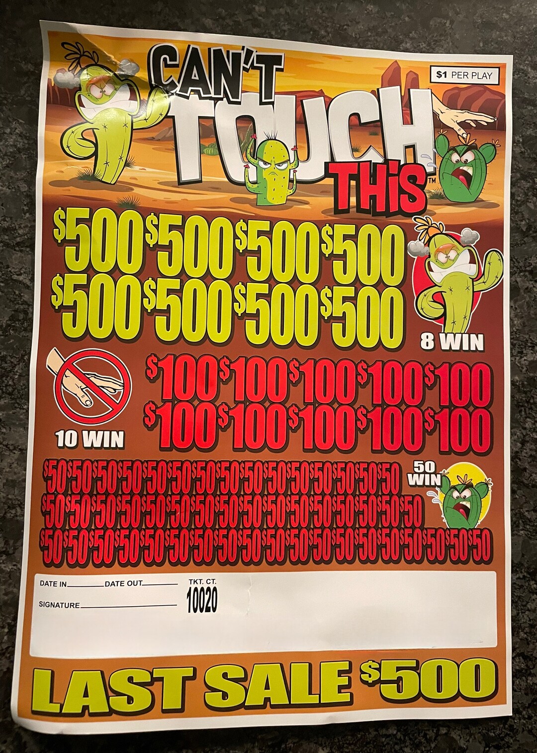 Can't Touch This Jar Ticket Pull Tab Ticket Tickets for Amusement ...