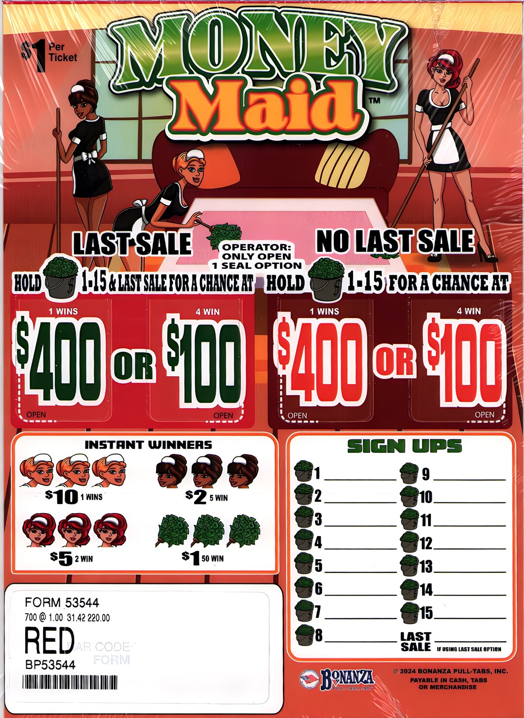 2 PACK - Money Maids - Pull Tab Ticket - Holder - Ticket for Amusement ...