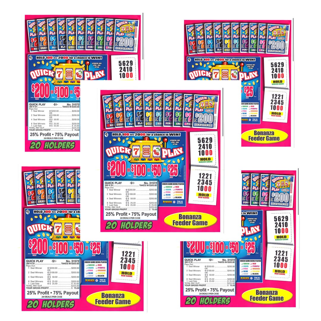 Pull Tab Tickets - Hard Card - Game - 5 Pack - Quick Play - 300 Ct - Etsy
