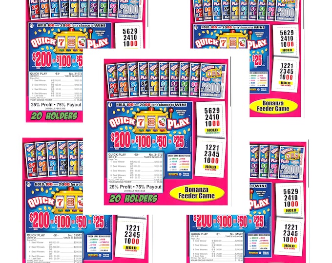 5 Pack - Quick Play - Pull Tab Ticket - Hard Card - Ticket for ...