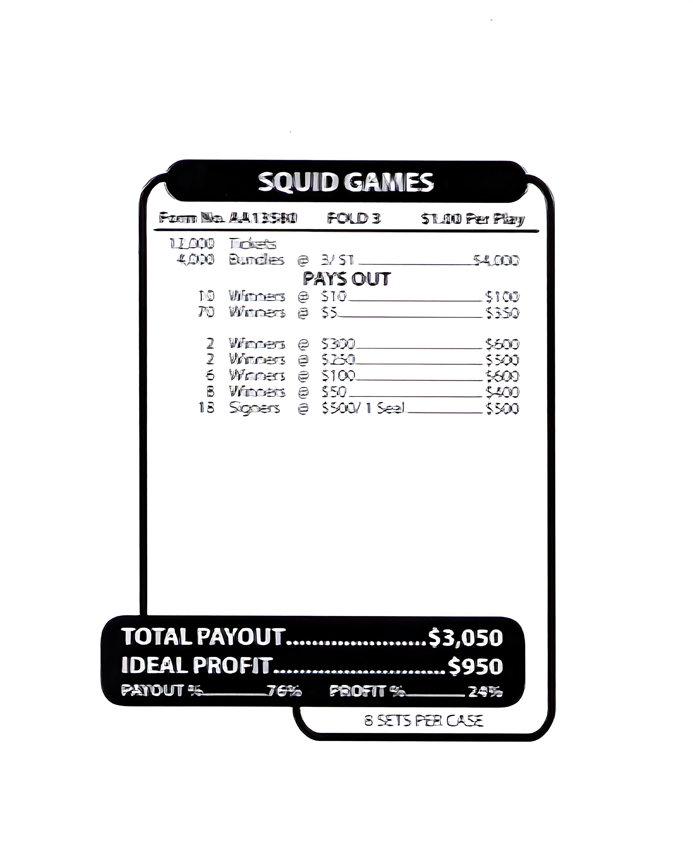 Squid Games Jar Ticket Pull Tab Ticket Pick Board Holder Ticket for ...