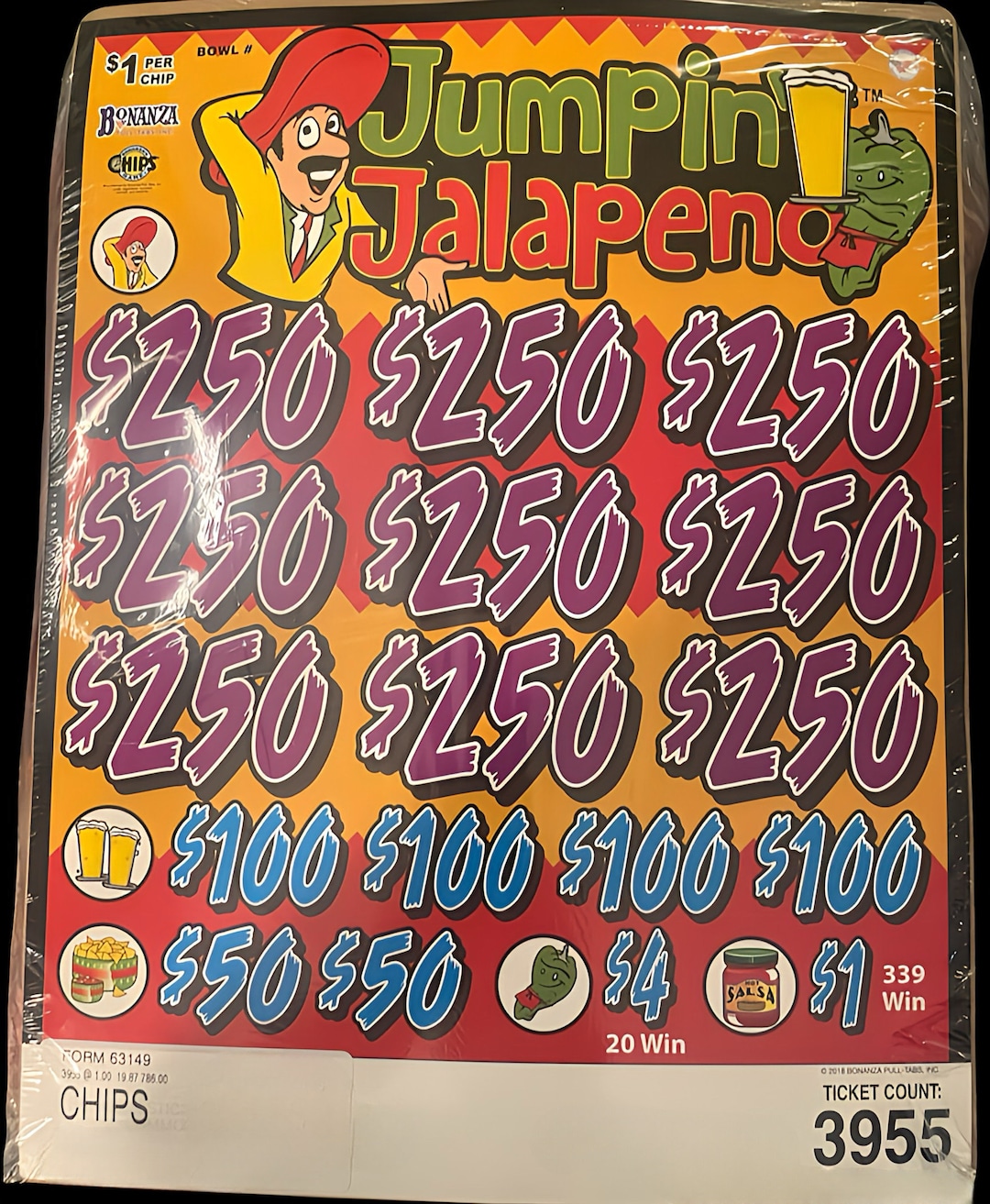 Jumpin Jalapeno Chip Ticket Pull Tab Ticket Ticket for Amusement ...