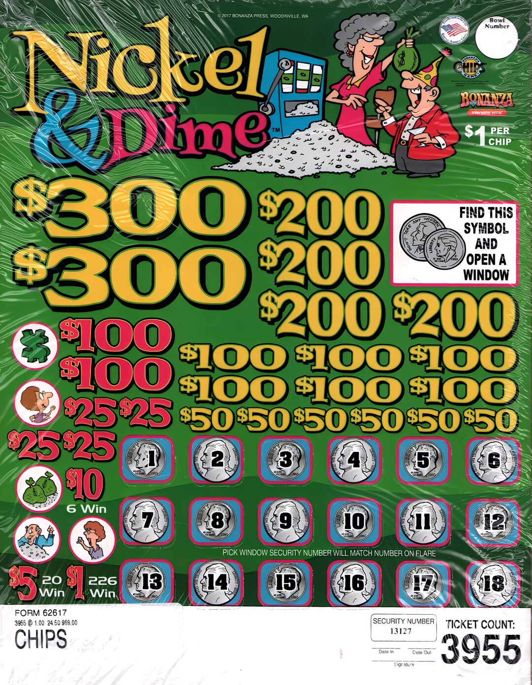 Nickel & Dime - Chip Ticket - Pull Tab Ticket - Ticket for Amusement ...