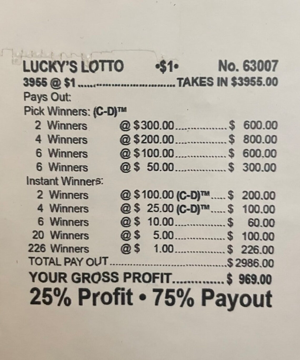 Lucky's Lotto - Chip Ticket - Pull Tab Ticket - Ticket for Amusement ...