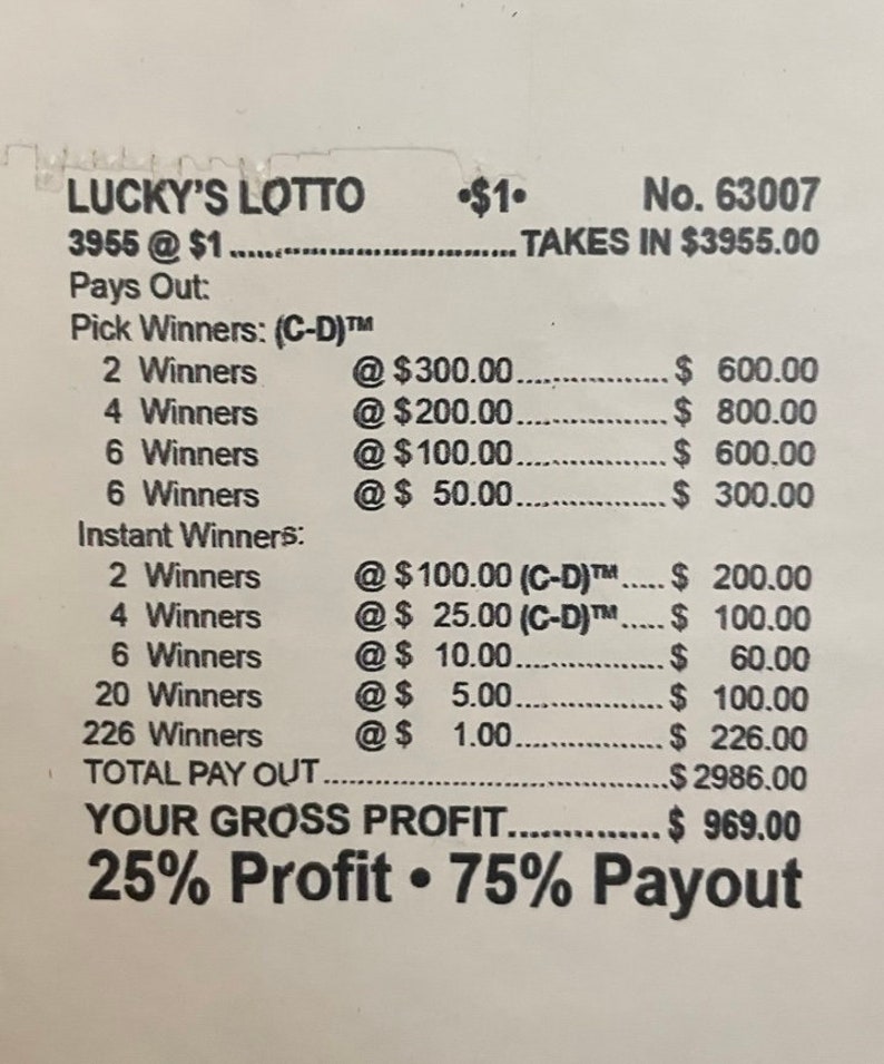 Lucky's Lotto - Chip Ticket - Pull Tab Ticket - Ticket for Amusement Purposes Only - Etsy