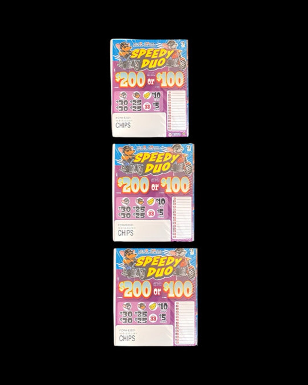 3 Pack Speedy Duo Chip Ticket Pull Tab Ticket Ticket for Amusement ...