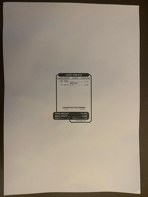 Lucky One Eye Jar Ticket Pull Tab Ticket Tickets for Amusement Purpose ...