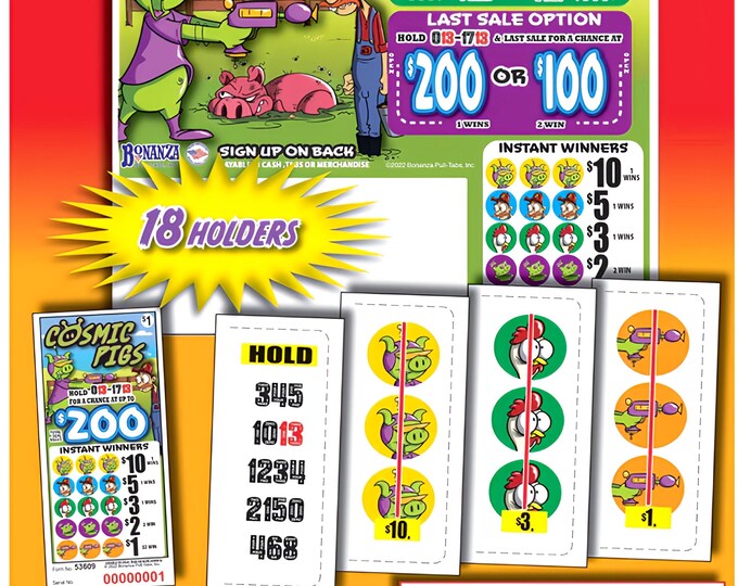 Pull Tab Tickets – Hard Cards – Game - Holder - Cosmic Pigs - 372 Ct - Etsy
