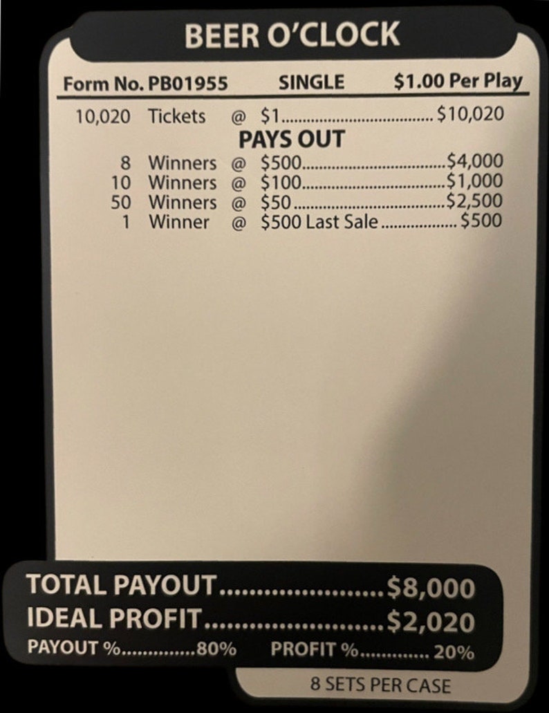 Beer Oclock - Jar Ticket - Pull Tab Ticket - Ticket for Amusement ...