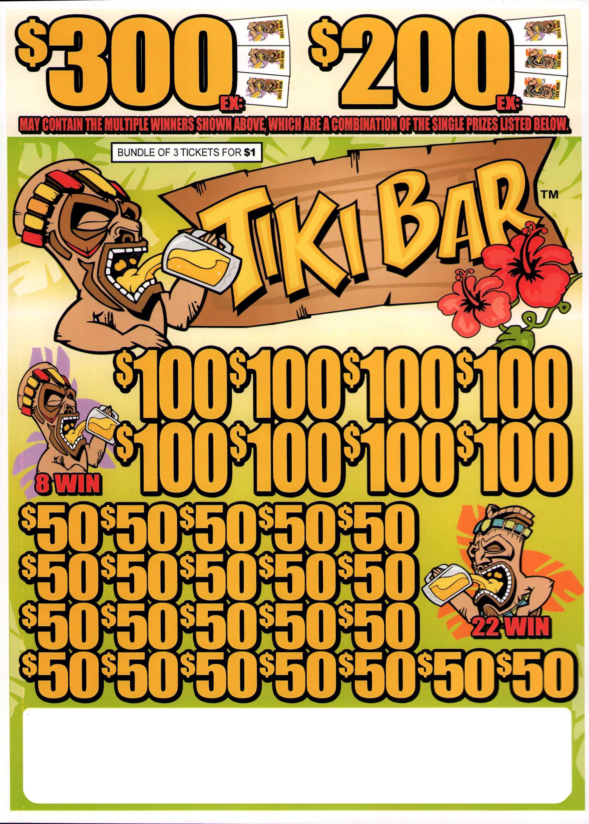 Tiki Bar - Jar Ticket - Pull Tab Ticket - Ticket for Amusement Purposes ...