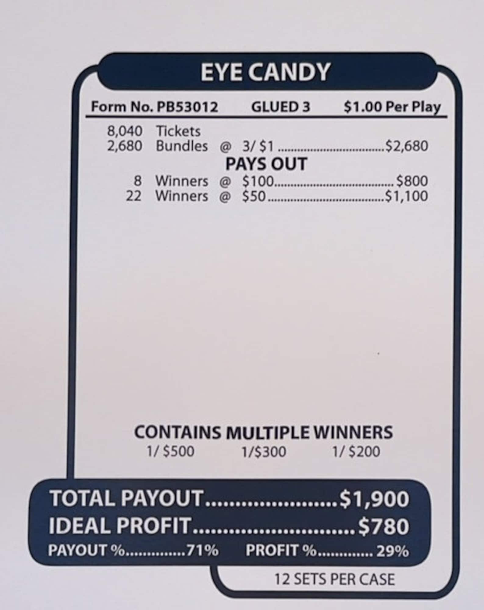 Eye Candy Jar Ticket Pull Tab Ticket Tickets for Amusement Purpose Only ...