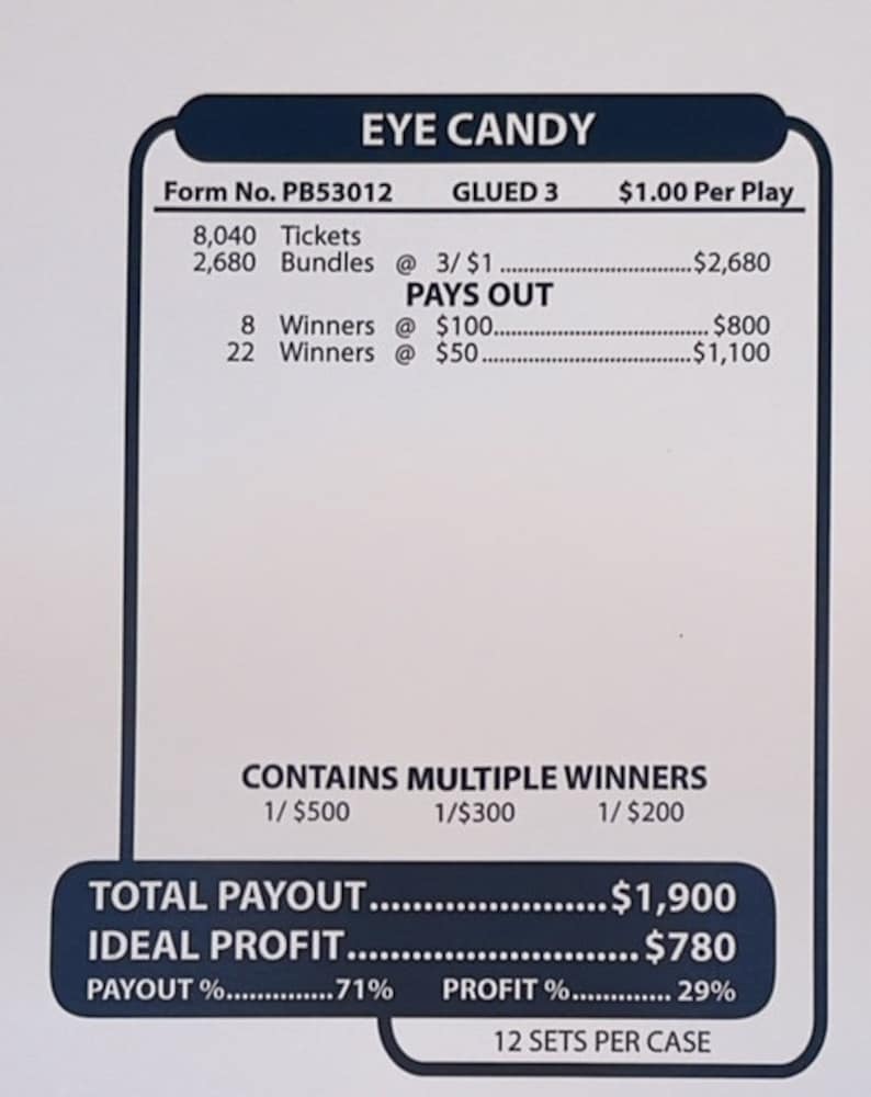 Eye Candy Jar Ticket Pull Tab Ticket Tickets for Amusement Purpose Only ...