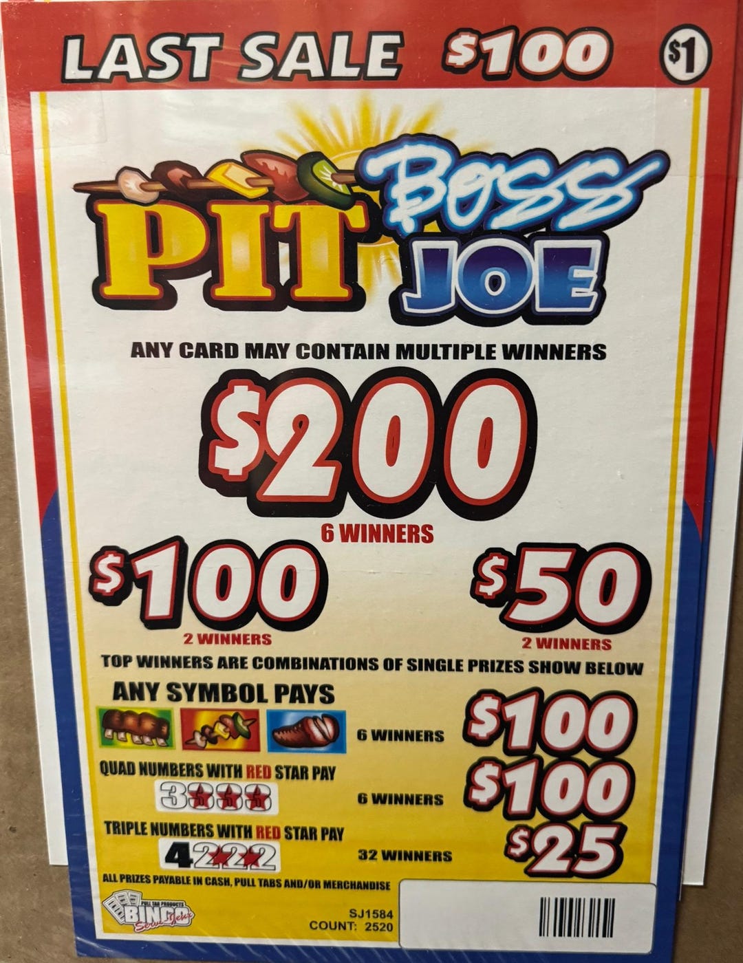 Pit Boss Joe - Pull Tab Ticket - Ticket for Amusement Purposes Only - Etsy