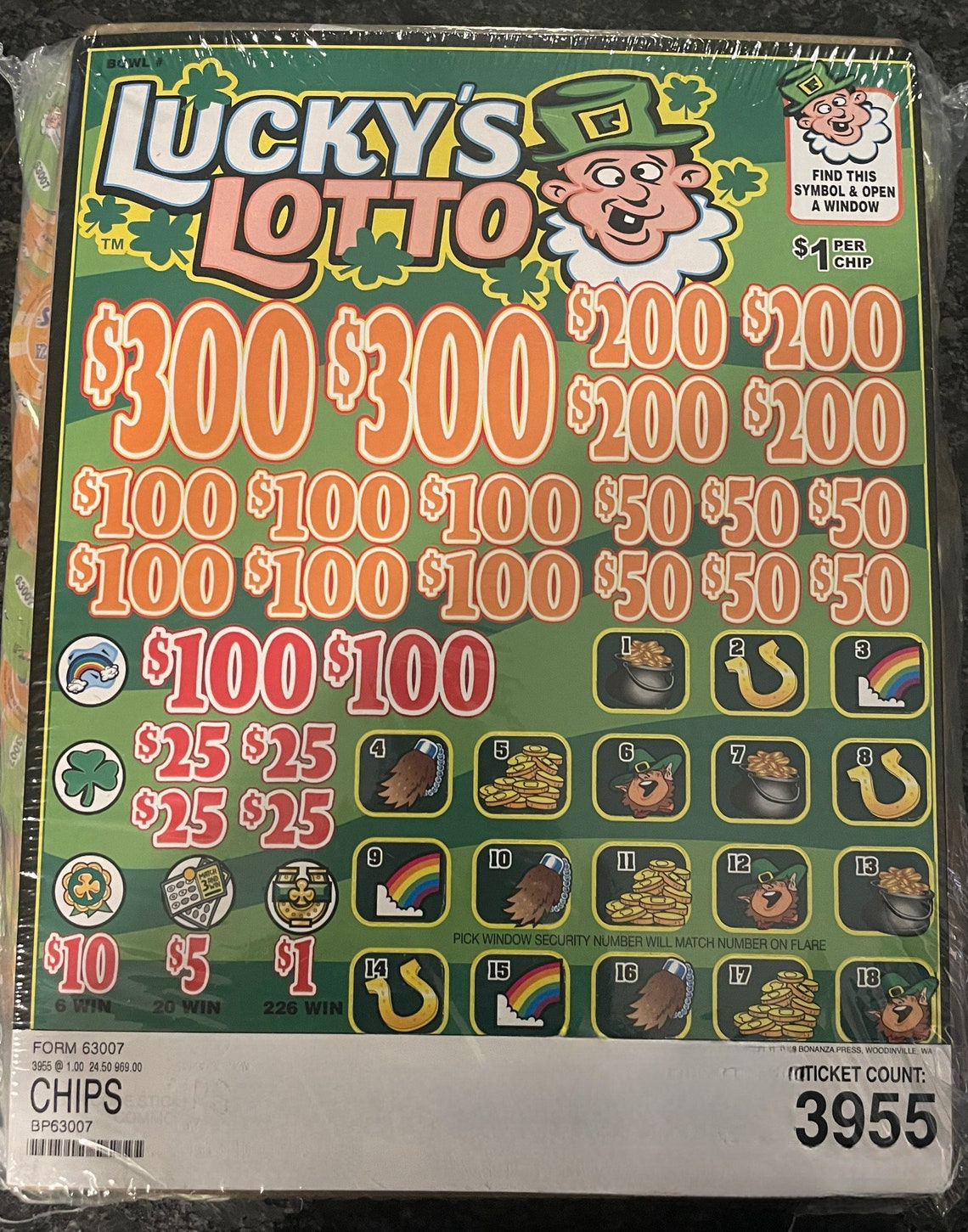 Lucky's Lotto - Chip Ticket - Pull Tab Ticket - Ticket for Amusement ...