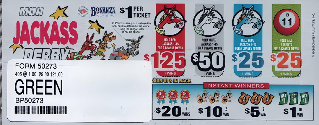 3 Pack - Mini Jackass Derby - Pull Tab Ticket - Hard Card - Ticket for ...