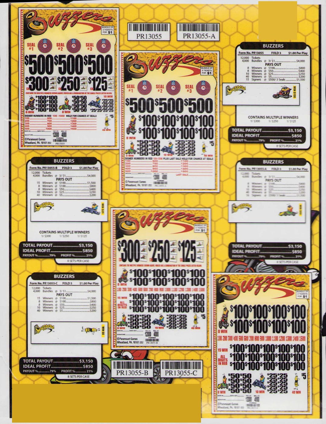 Buzzers - 3 Seal- Jar Ticket - Amusement Pull Tab - Etsy