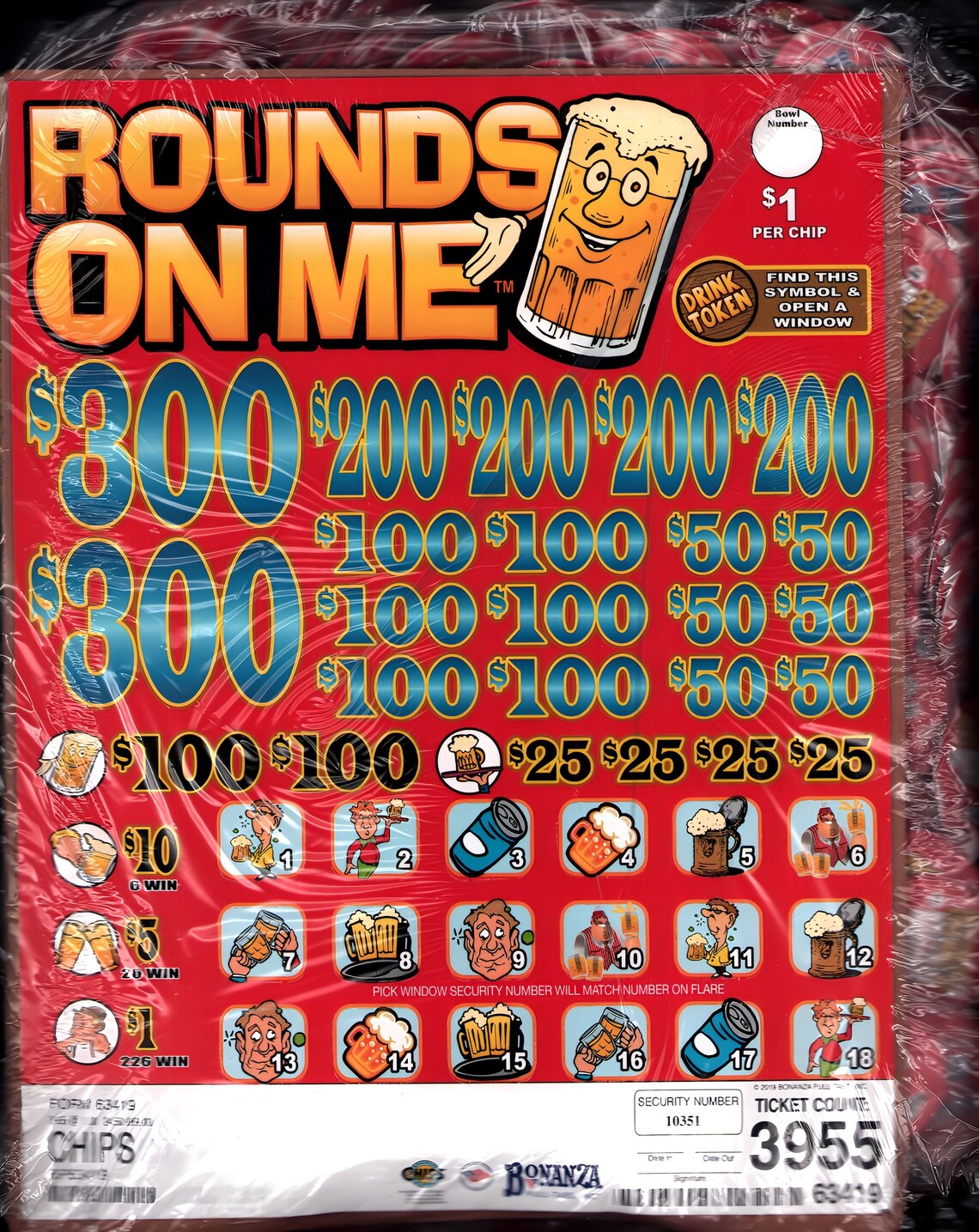 Rounds on Me Chip Ticket Pull Tab Ticket Ticket for Amusement Purposes ...