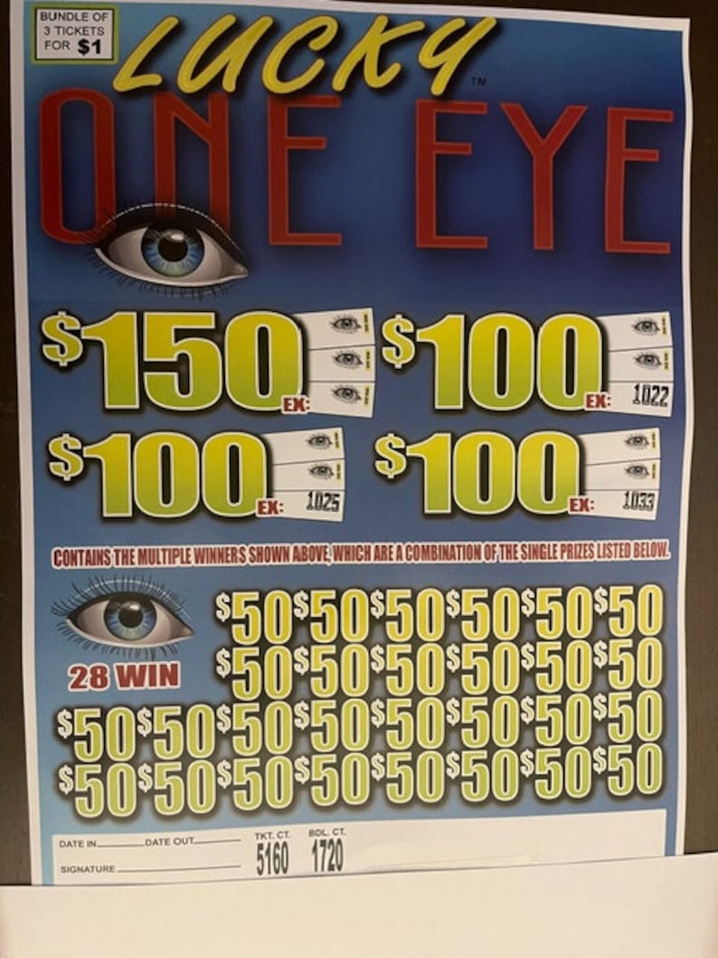 Lucky One Eye Jar Ticket Pull Tab Ticket Tickets for Amusement Purpose ...