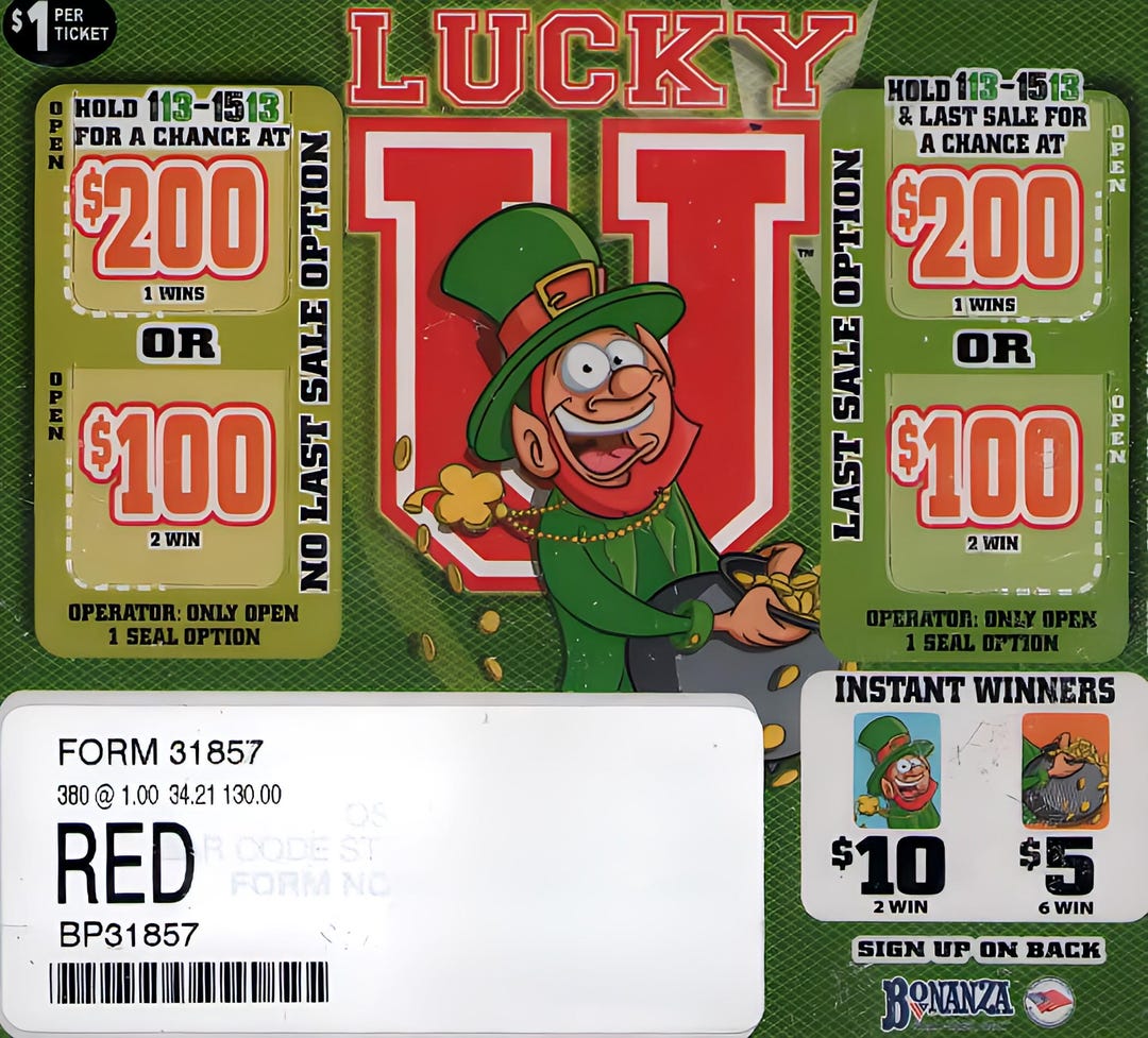 3 Pack - Lucky U - Pull Tab Ticket - Hard Card - Ticket for Amusement ...