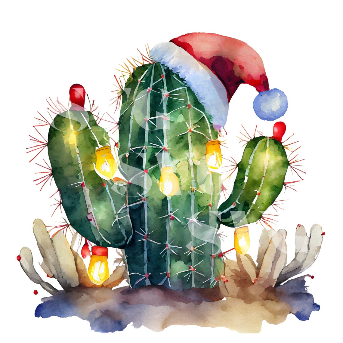 Cactus SVG PNG, Christmas Cactus Santa Hat, Christmas Cactus Clip Art ...