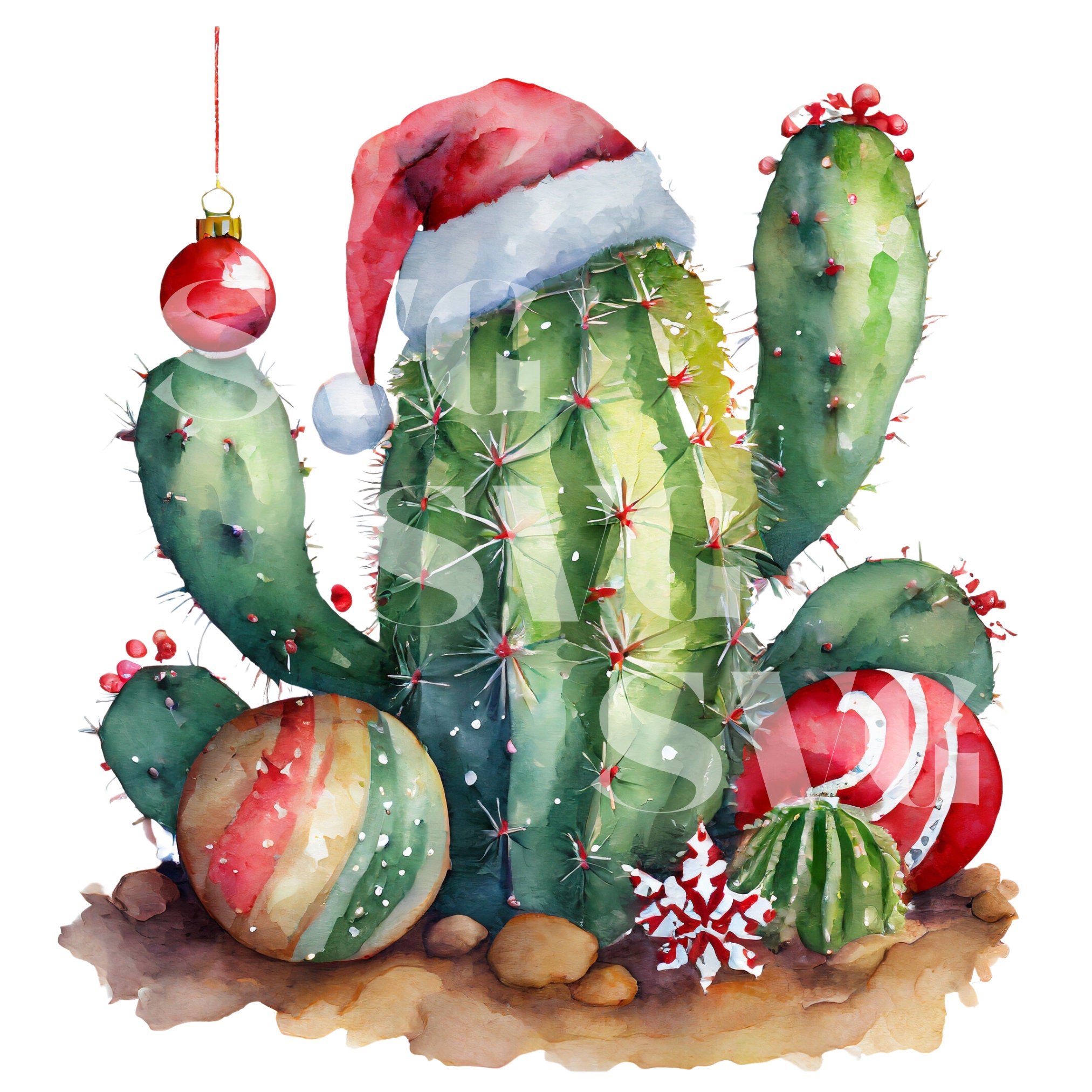 Cactus SVG PNG, Christmas Cactus Santa Hat, Christmas Cactus Clip Art ...