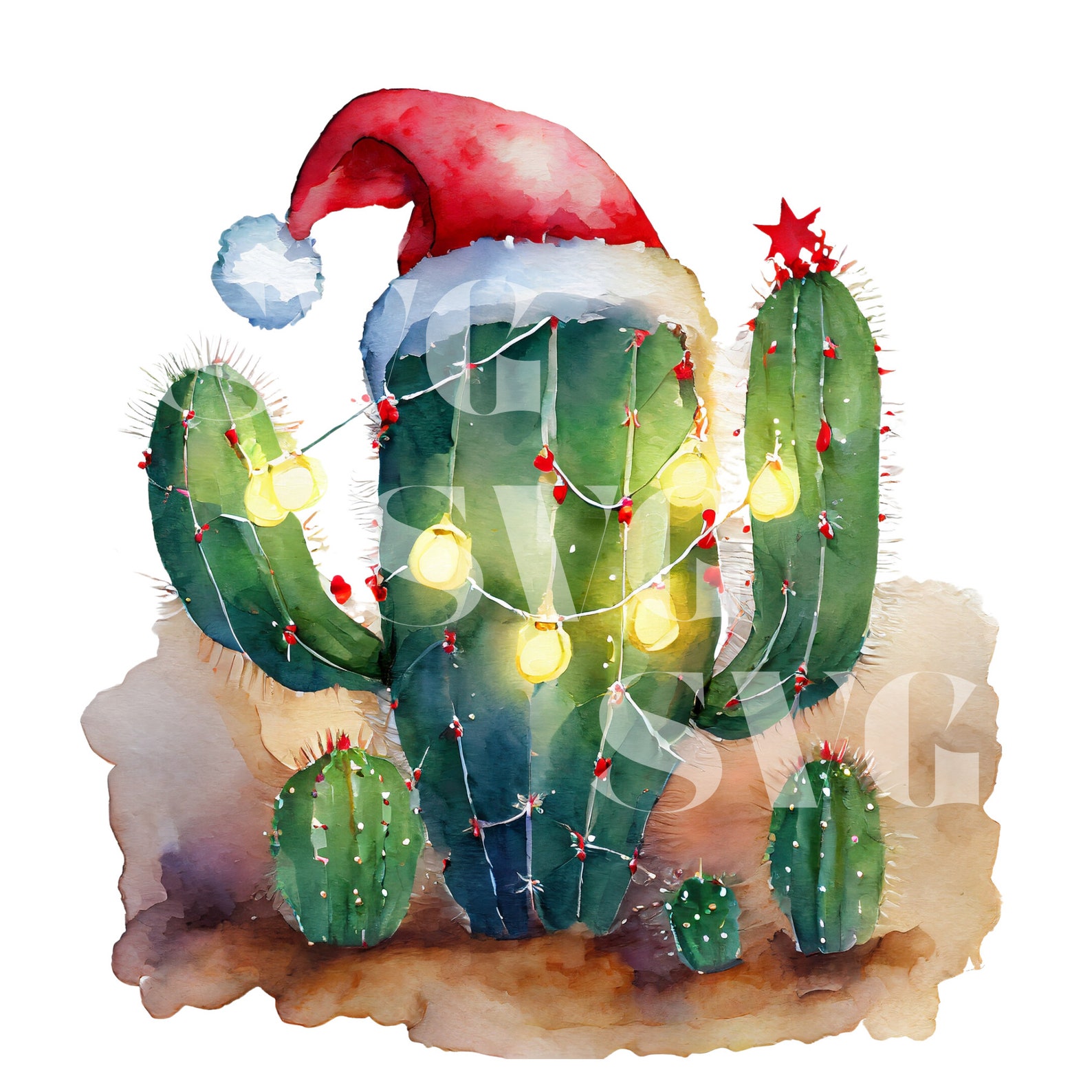 Cactus SVG PNG, Christmas Cactus Santa Hat, Christmas Cactus Clip Art ...