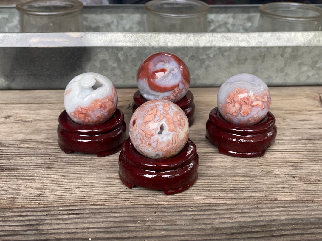 Natural Pink Agate Polished Spheres Eye-catching Desk Ornaments and ...