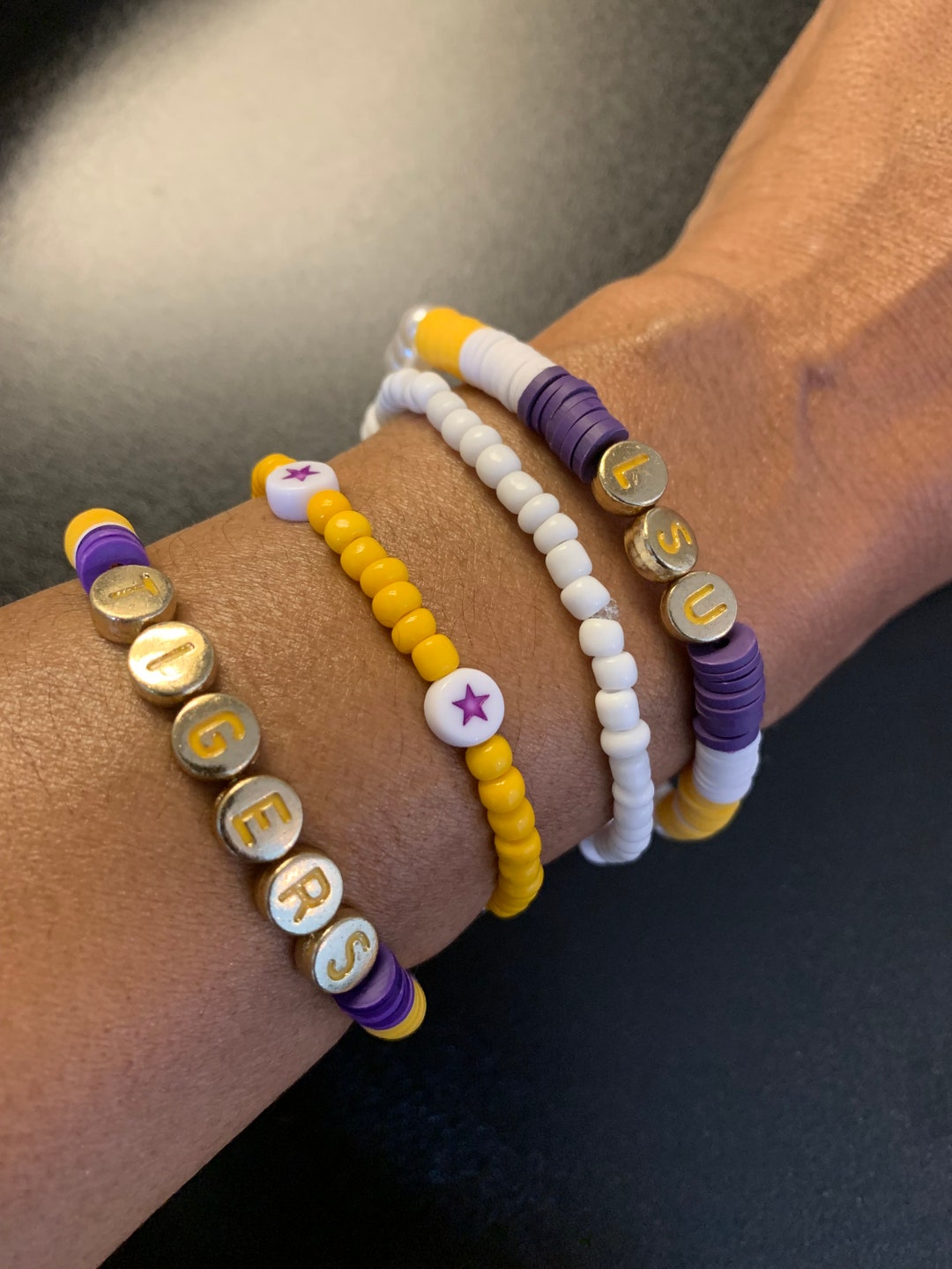 LSU Tigers Bracelet Set, Gameday Bracelet, LSU Tigers Graduation Gifts ...