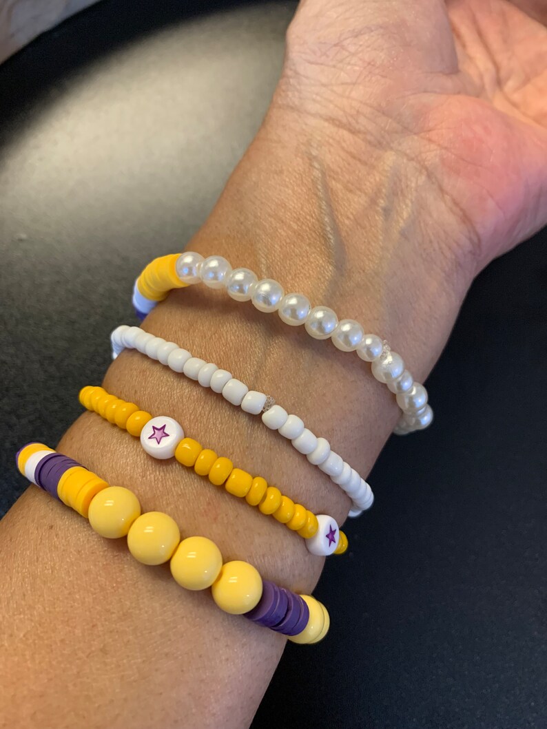 LSU Tigers Bracelet Set, Gameday Bracelet, LSU Tigers Graduation Gifts ...