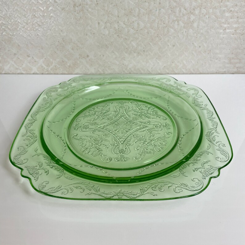 Uranium Glass Dinner Plate by Federal Glass, Vintage 1930s Depression ...