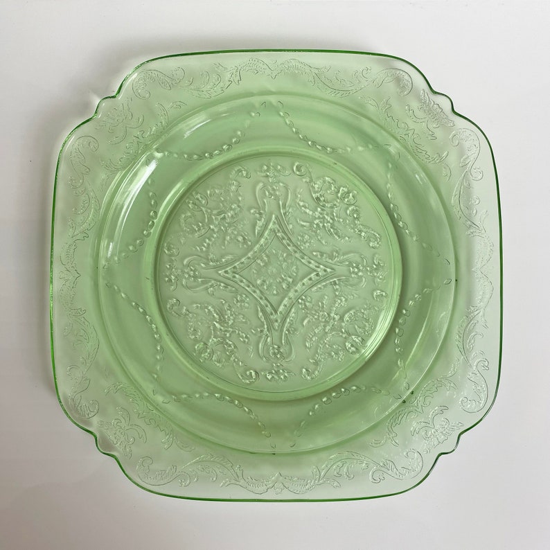 Uranium Glass Dinner Plate by Federal Glass, Vintage 1930s Depression ...