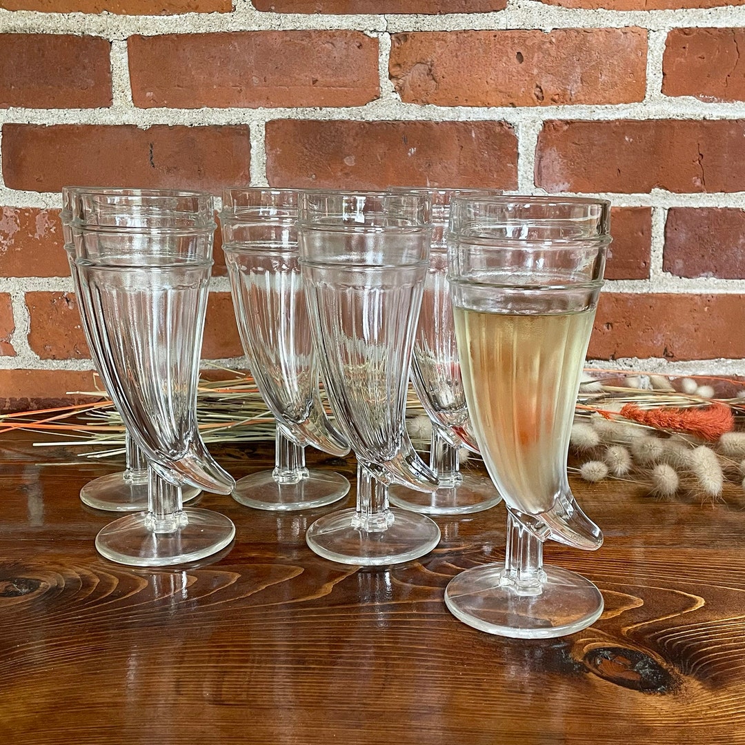 Set of 6 Vintage Tiara Glass Powder Horn Pilsner Glasses Made by ...