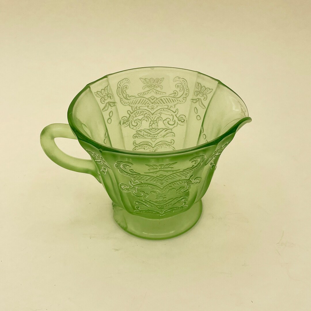 Vintage Federal Green Uranium Glass Madrid Creamer, 1930s Depression ...