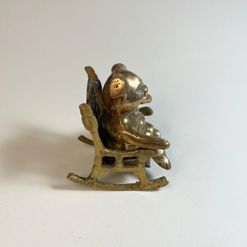 Vintage Solid Brass Pig in Rocking Chair; Brass Pig Animal Figurine ...