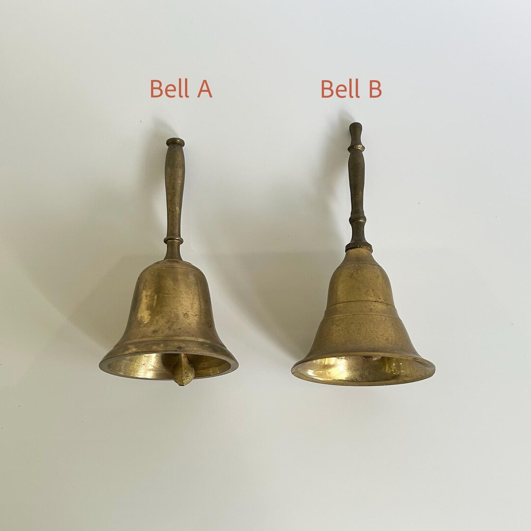 Vintage Brass Bell – Small Hand Bell, Rustic Decor, Musical Note C# or ...