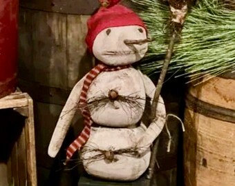 Handmade Primitive Snowman - Etsy