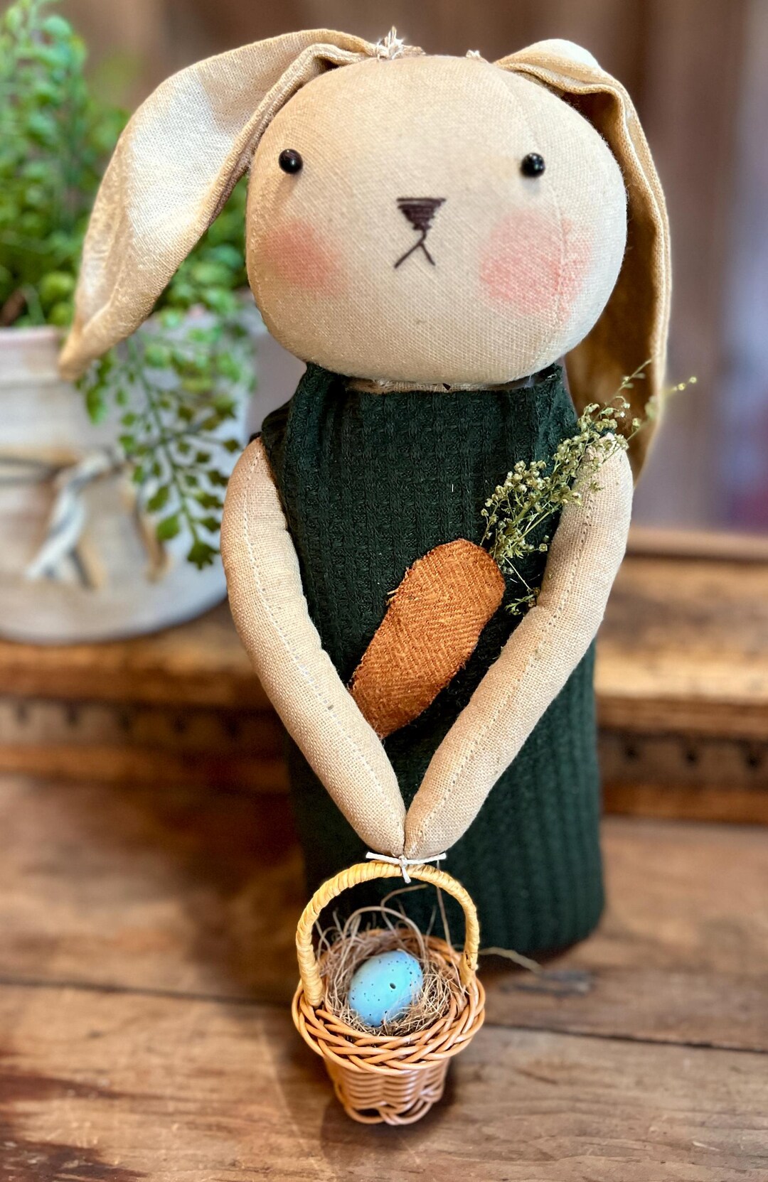 Handmade Primitive Bunny - Etsy