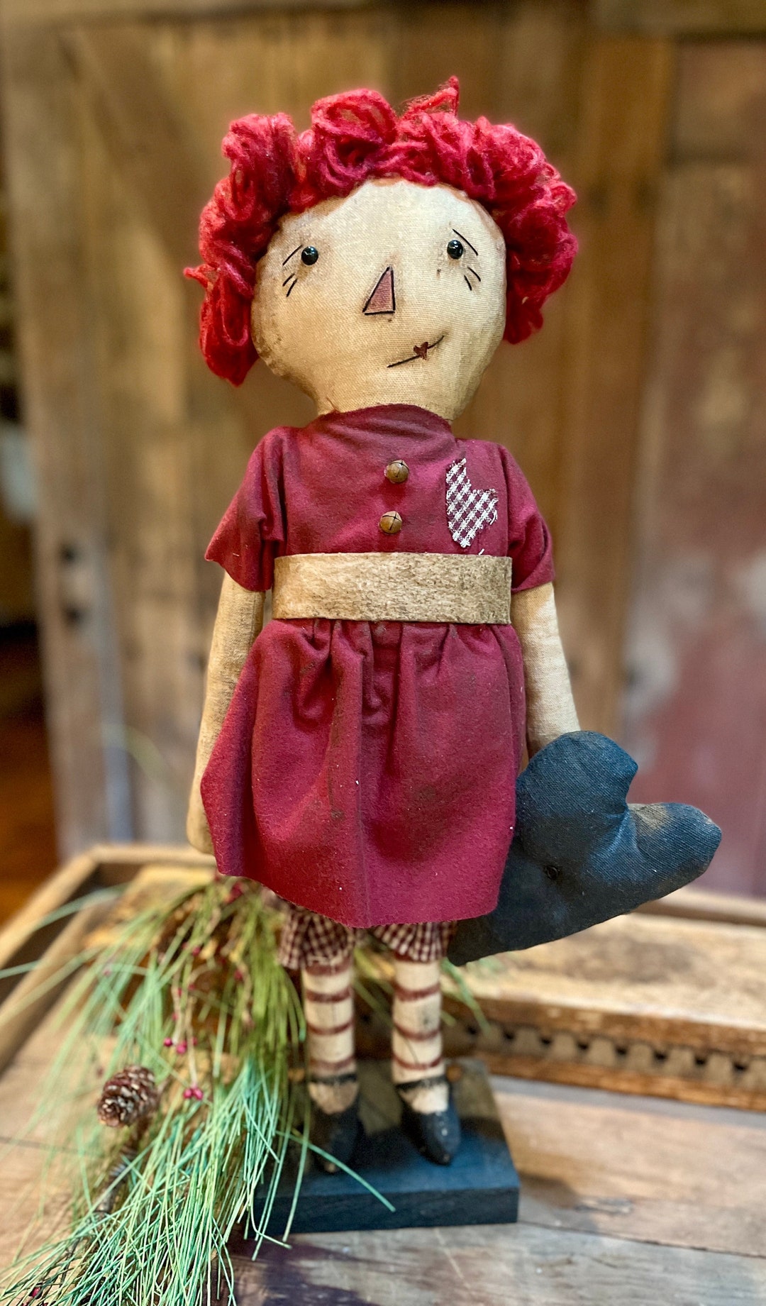 Handmade Primitive Valentine Ragdoll - Etsy