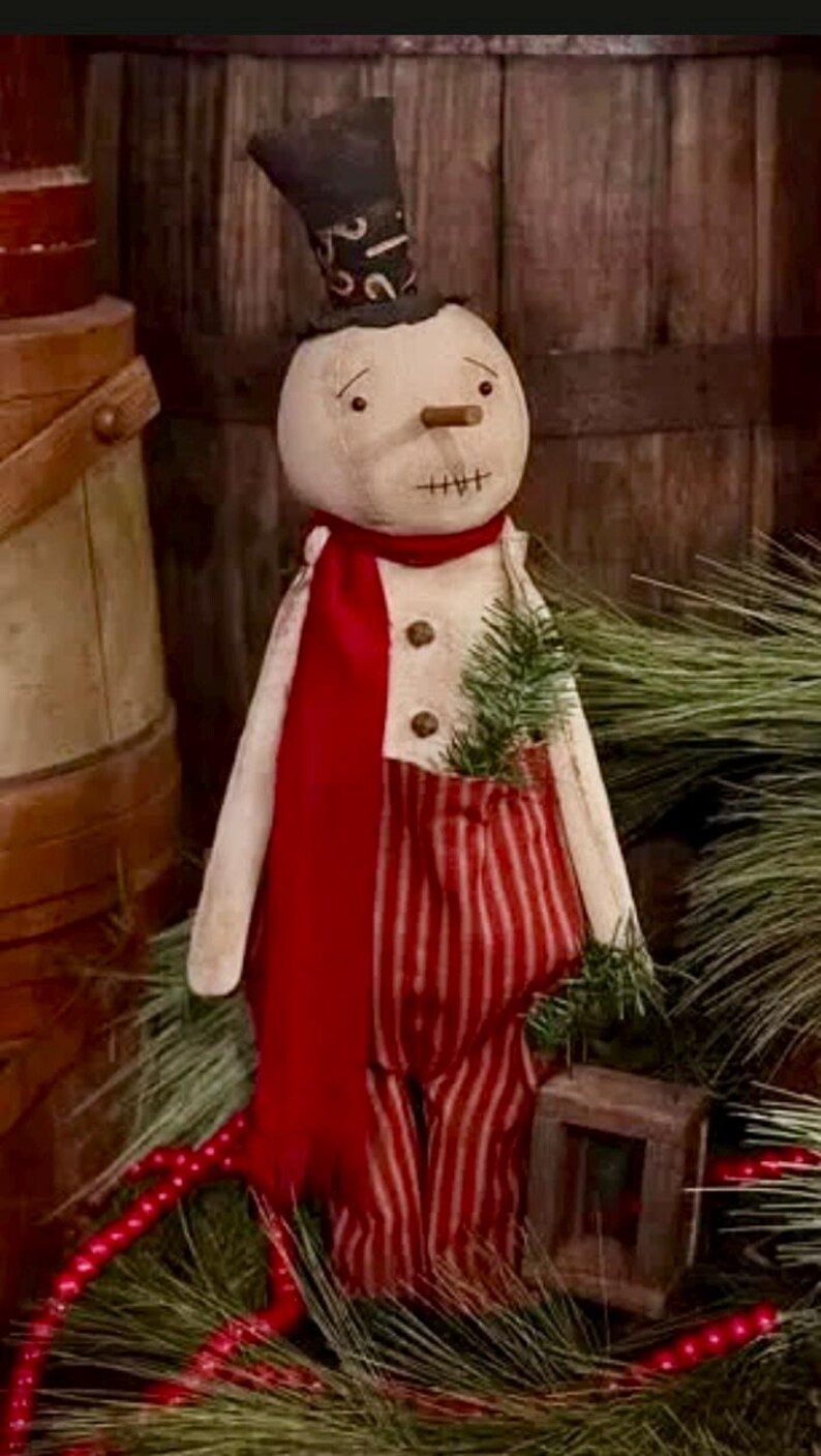 Handmade Primitive Snowman (PREORDER) - Etsy