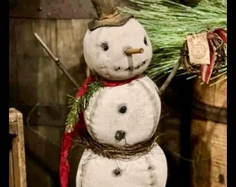 Handmade Primitive Snowman - Etsy