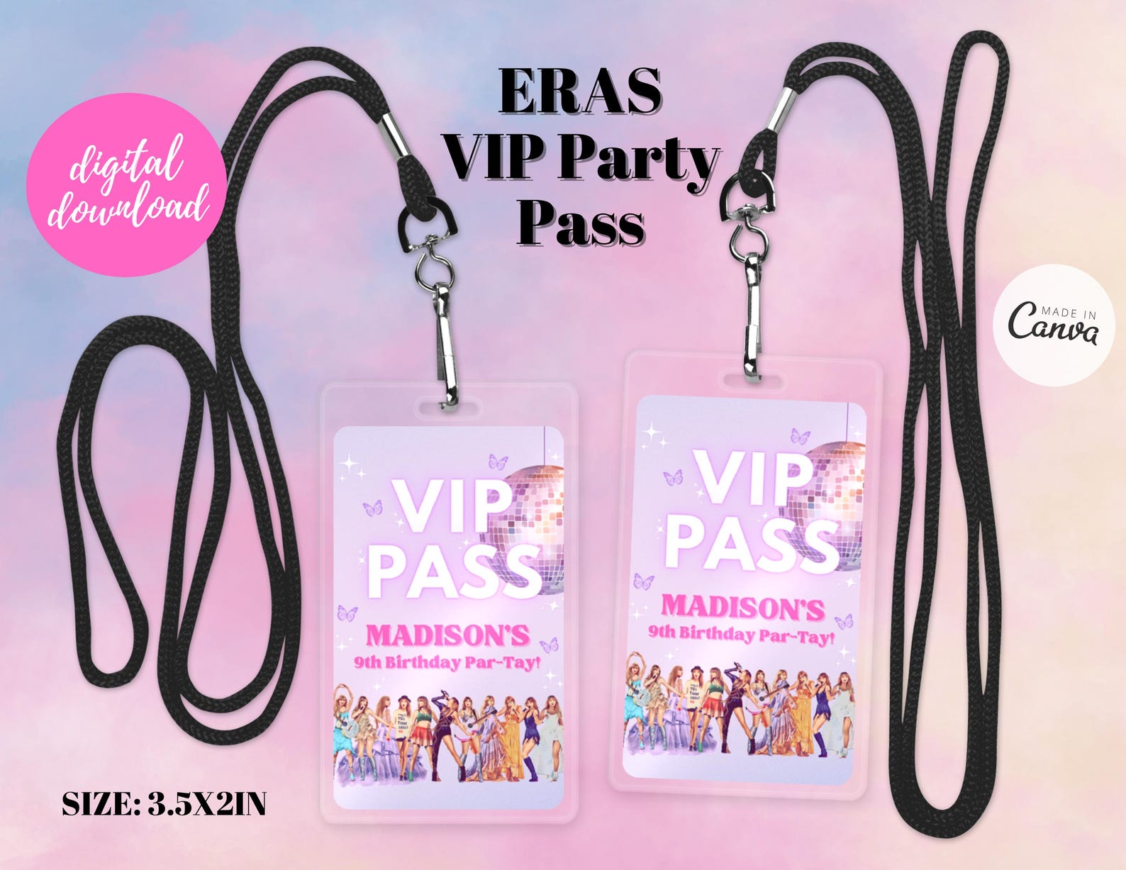VIP Party Pass Badge Editable in My Birthday Era Party Pass Trendy Taylor VIP Pass Eras Vip ...