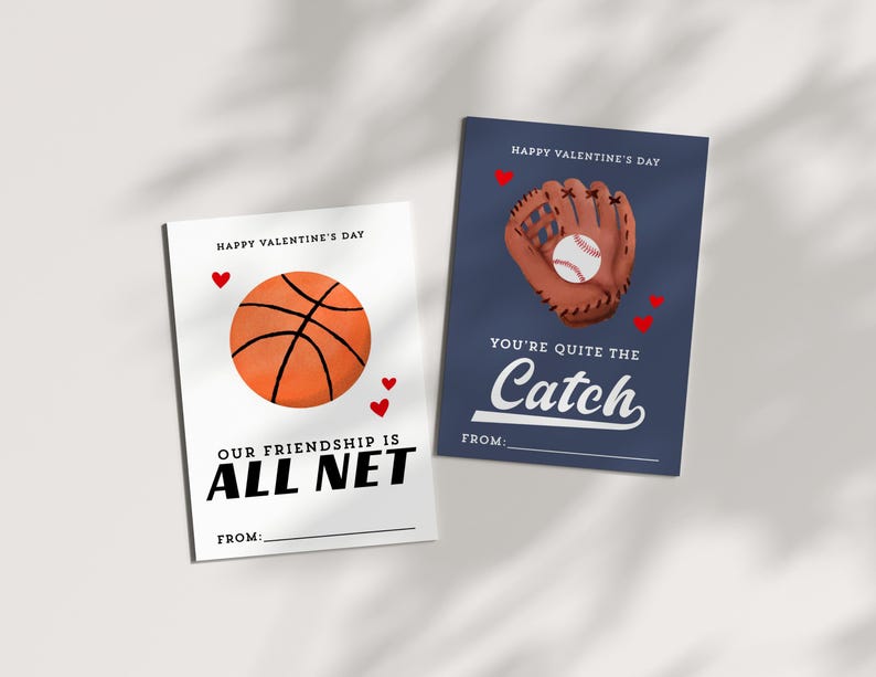 Sports Valentine's Day Cards, Boys Valentine Cards, Printable Kids ...