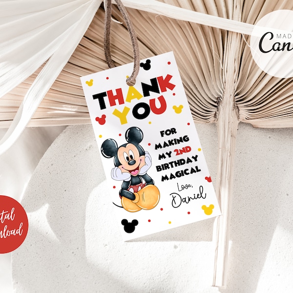 Mickey mouse tag printable - Etsy.de