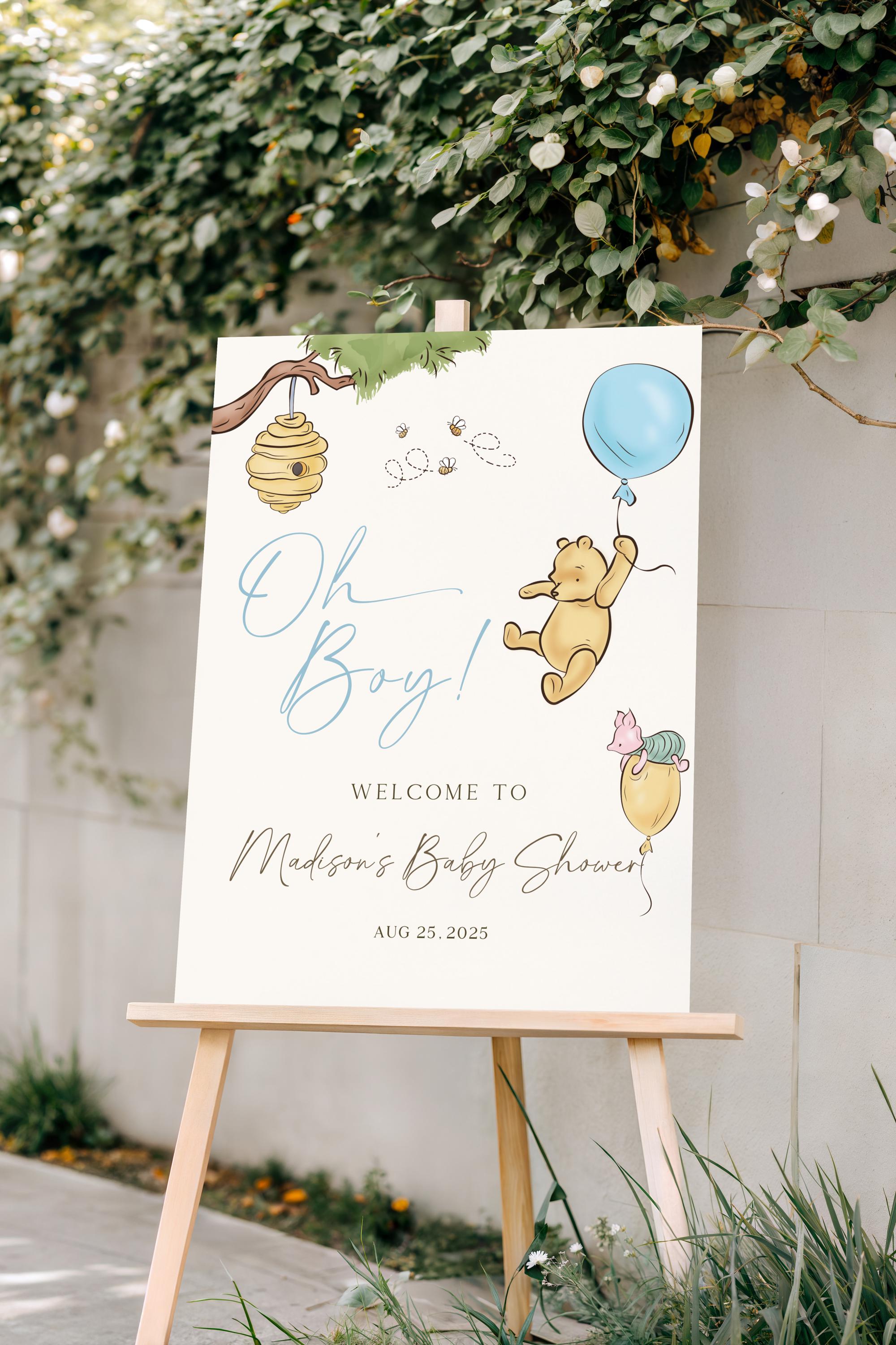 Classic Winnie the Pooh Baby Shower Welcome Sign Winnie the Pooh Boy ...